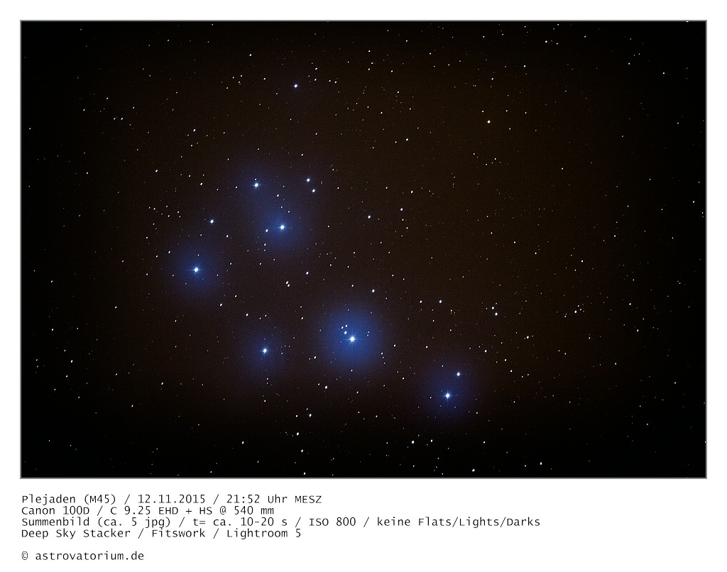 Plejaden (Stier) / 12.11.2015 » astrovatorium.de